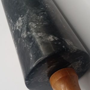 Kitchen | Black Marble Rolling Pin With Wood Handles And White Marble ...